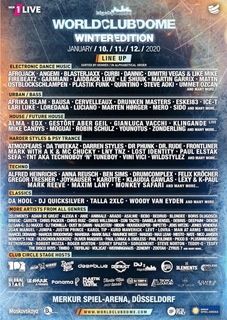 BigCityBeats WORLD CLUB DOME Winter Edition: Genre-Line-up ...